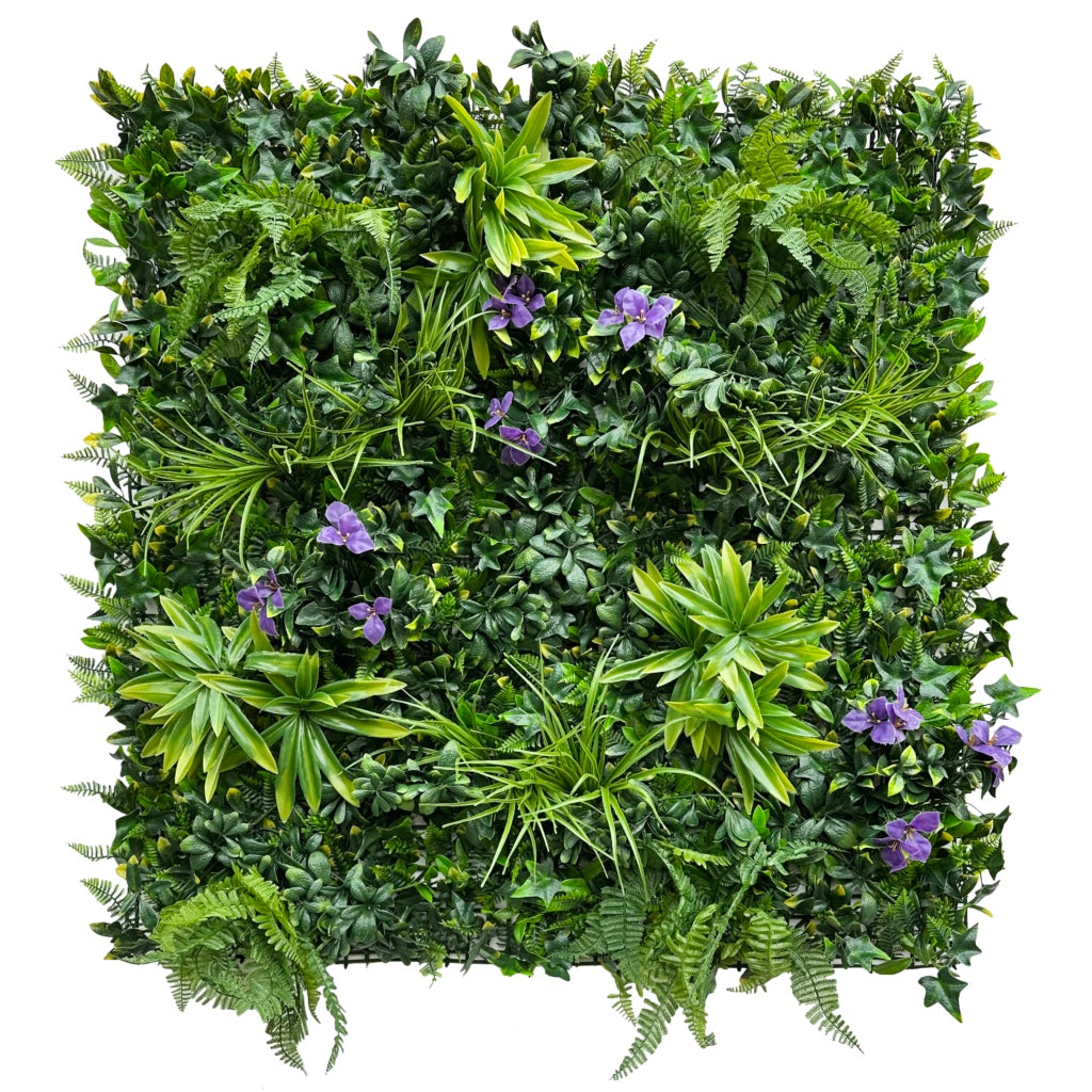 Artificial green wall panel with variegated foliage ivy palms grasses ...